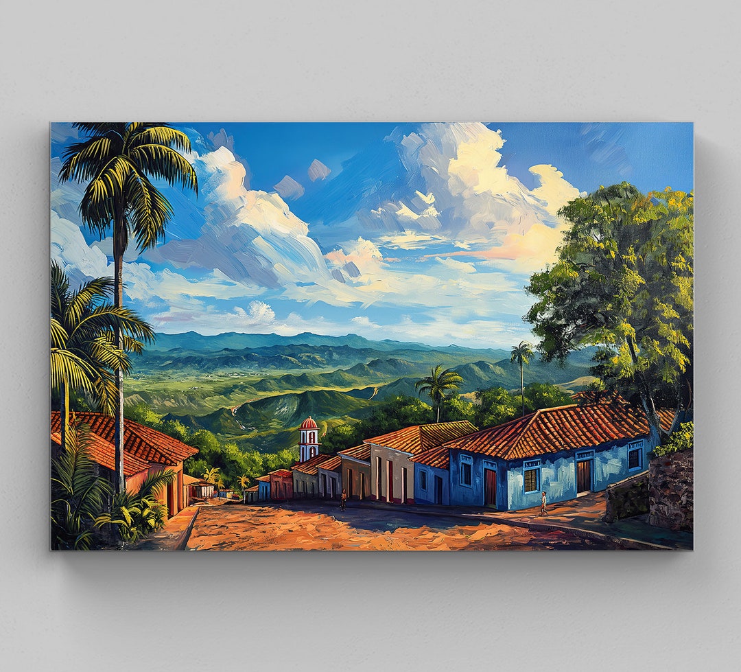 Puerto Rico Wall Art, Mountain Farms Landscape, Large Framed Canvas ...