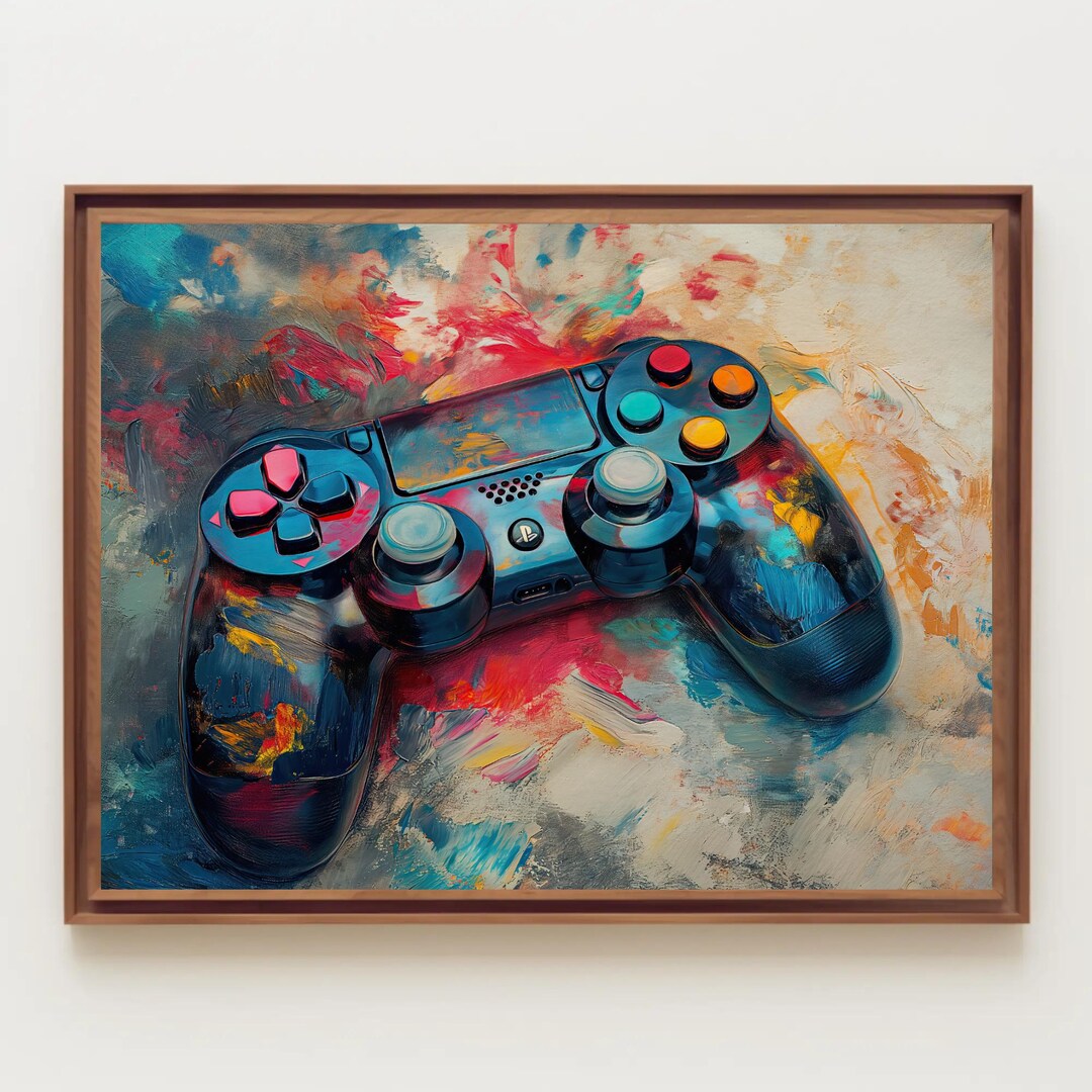 Colorful Game Controller Canvas Print - Man Cave Wall Art - Gift for ...