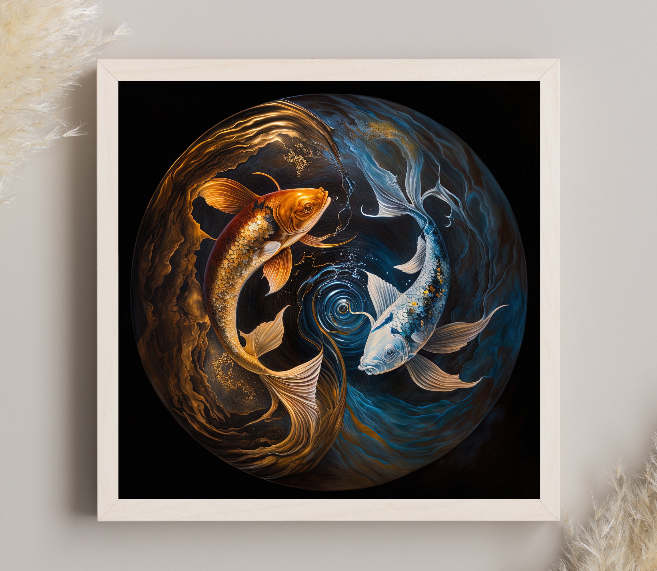 Yin and Yang Koi Fish Painting Abstract Art Fish Paintings - Etsy