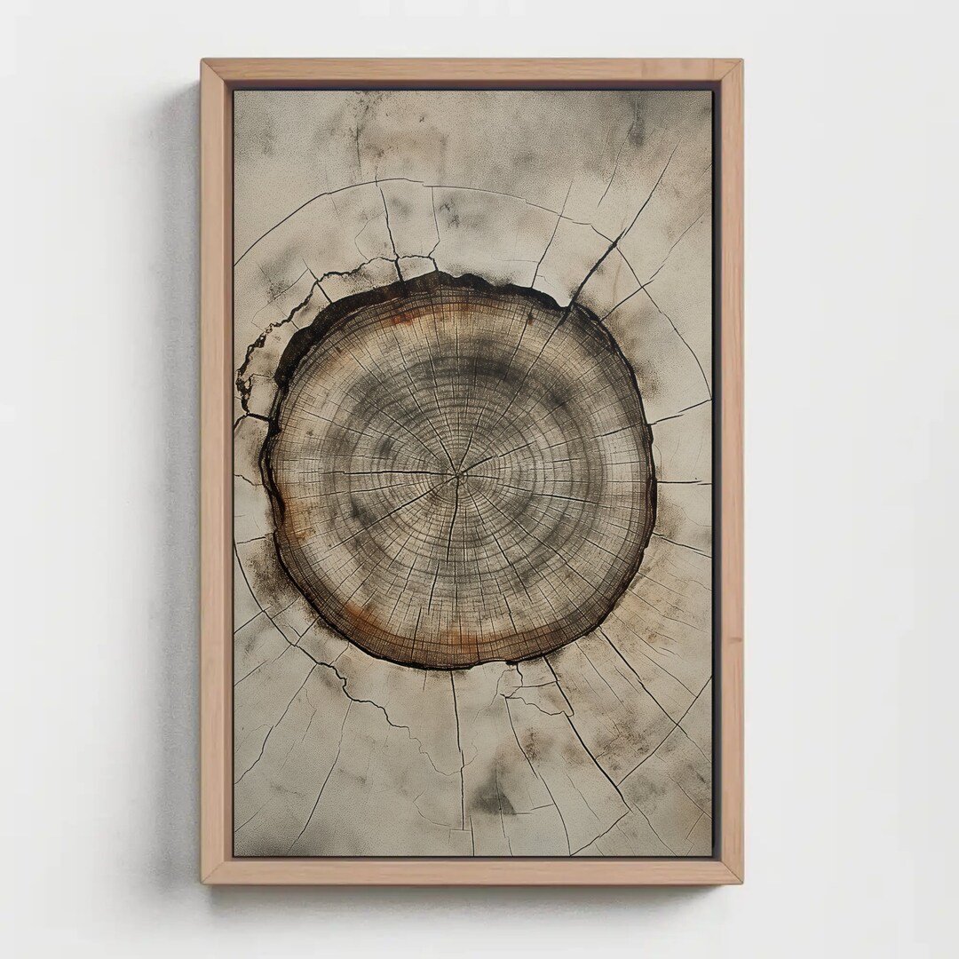 Tree Slice Wood Pattern Wall Art, Tree Ring Print, Nordic Painting ...