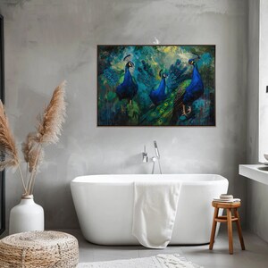 Indian Peacock Monsoon Abstract Canvas Print | Vibrant Nature Wall Art ...