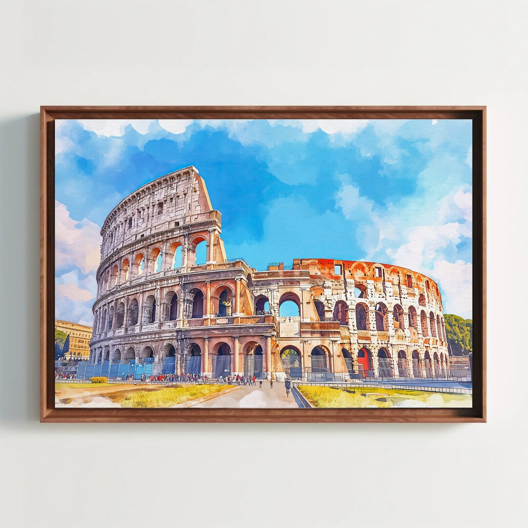 Rome's Colosseum Watercolor Print, Rome Large Canvas Print, Italian ...