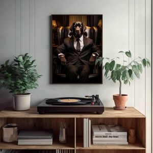 Mafia Boss Labrador Retriever Funny Dog Wall Art, Framed Canvas Print ...