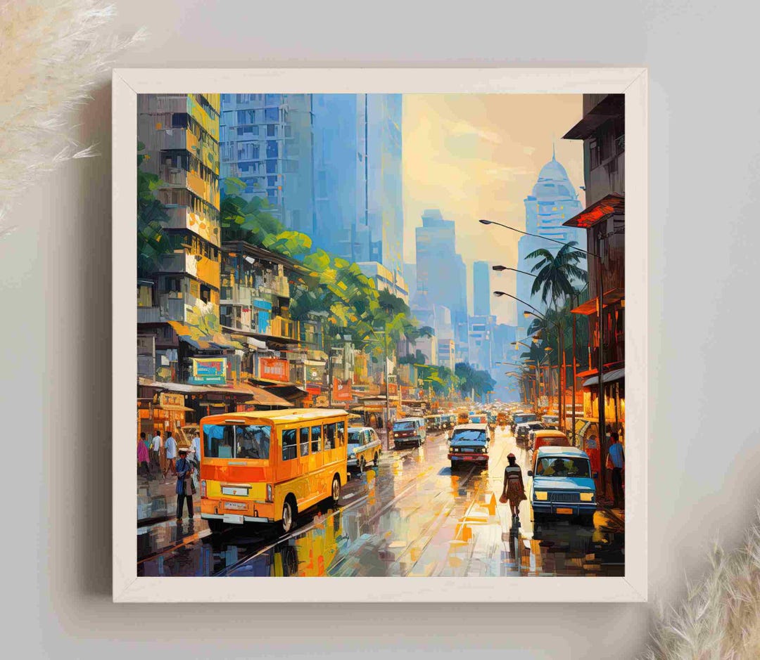 Mumbai Cityscape Canvas Print | India Street Scene Framed Art - Etsy