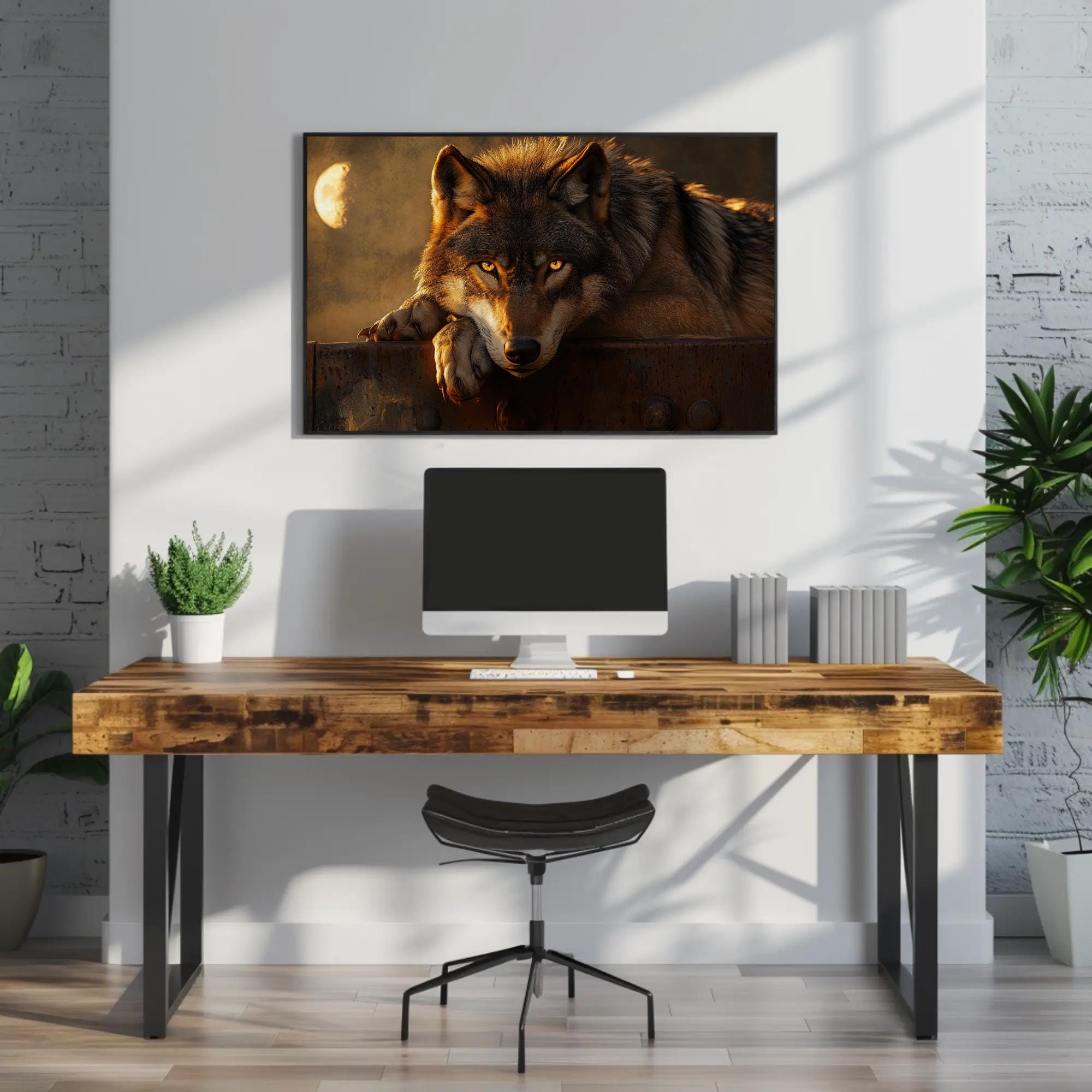 Magical Wolf Canvas Print - Half Moon Fantasy Wall Art - Etsy