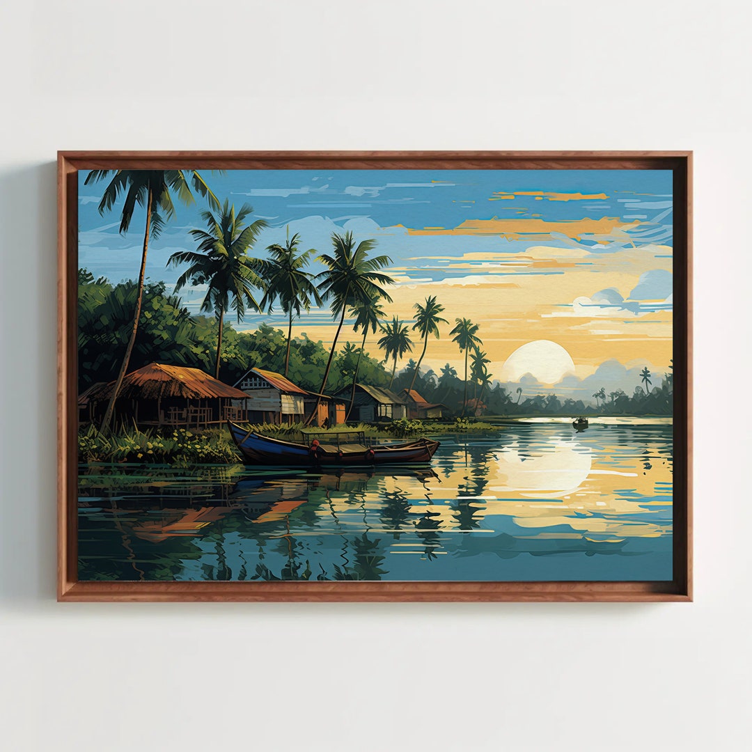 Kerala Landscape Modern Style Painting, Kerala Painting, South Indian ...