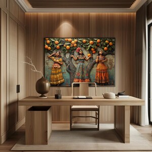 Three Mexican Woman Under Orange Tree 3D Illusion Wall Decor Mexican ...