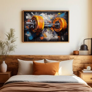 Graffiti Gym Large Canvas Print, Barbell Graffiti Wall Art ...
