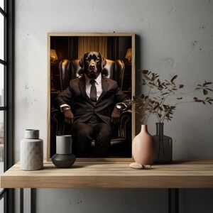 Mafia Boss Labrador Retriever Funny Dog Wall Art, Framed Canvas Print ...