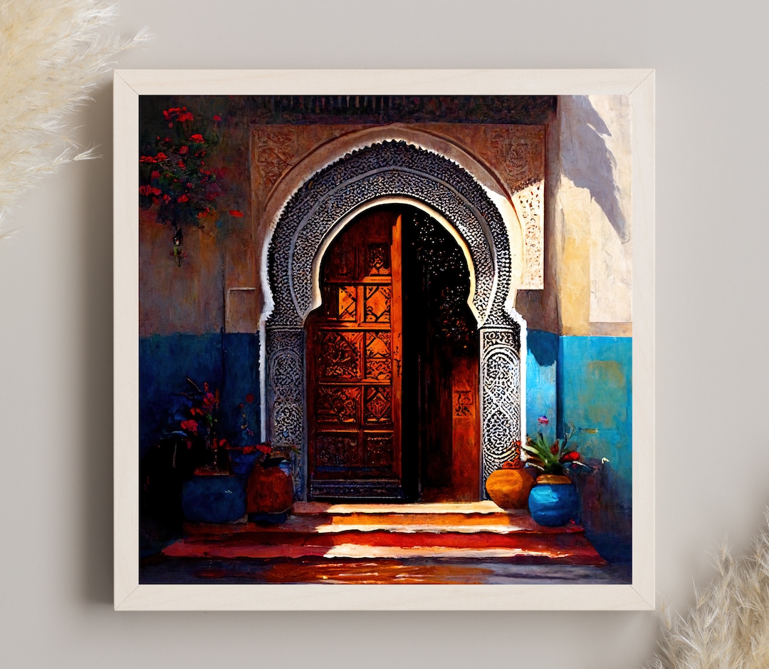 Morocco Door Oil Painting | Moroccan Door Prints | Morocco Art Print ...
