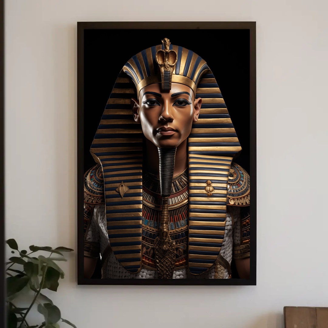 Egyptian King Tut Canvas Painting, Tutankhamun Pharaoh Wall Art ...