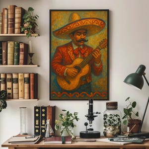 Traditional Mexican Mariachi Musician Canvas Print, Colorful Sombrero ...