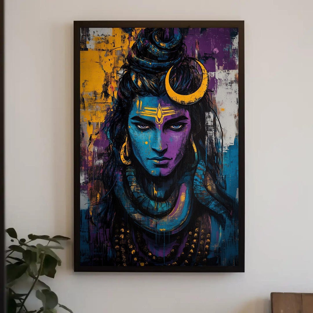 Lord Shiva Modern Portrait, Hindu God Canvas Art, Ready to Hang - Etsy ...