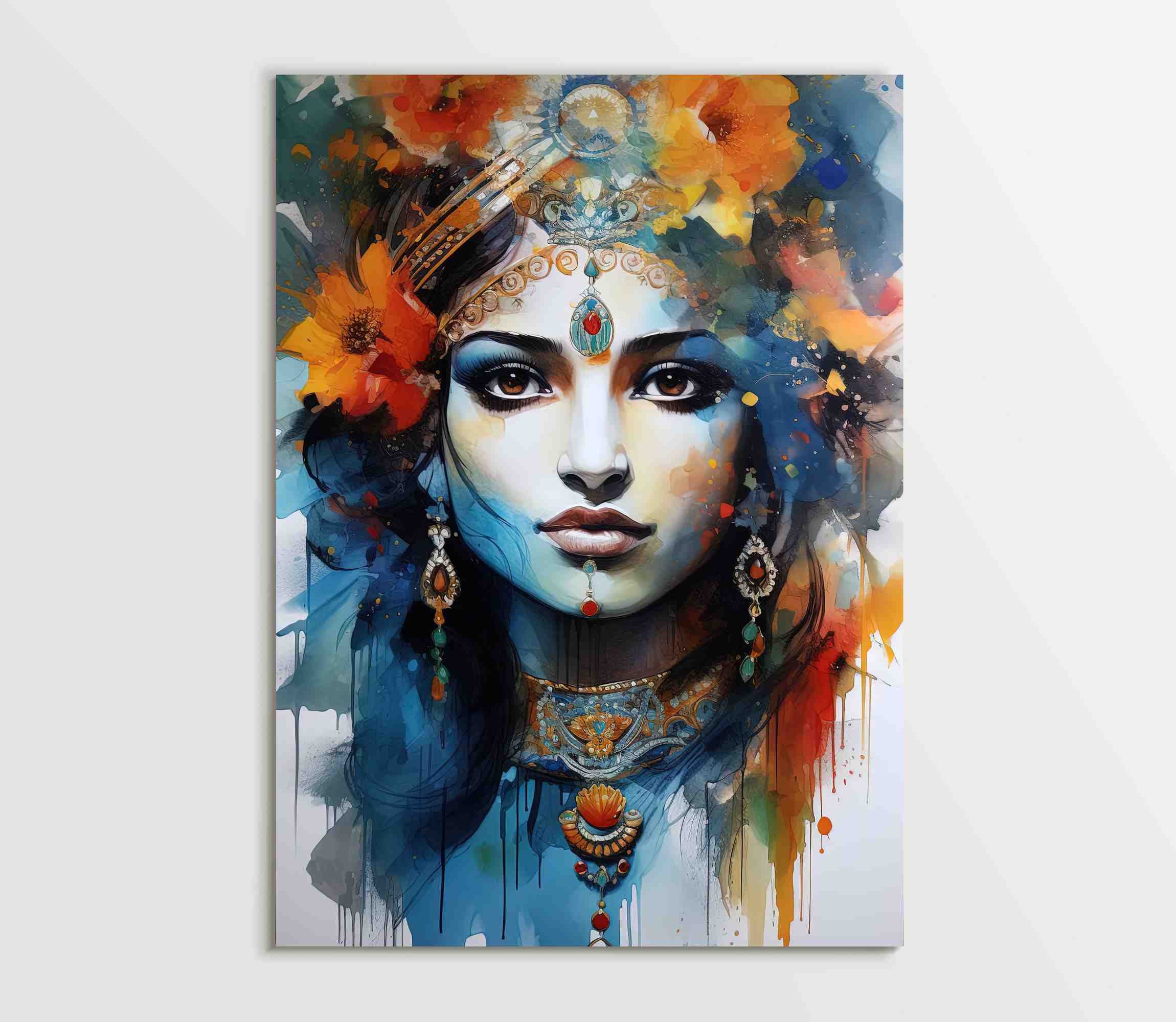 Krishna Watercolor Painting Krishna Wall Art Indian Home - Etsy