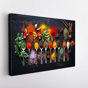 Herbs and Spices Large Canvas Kitchen Decor Print Modern Decor Framed ...