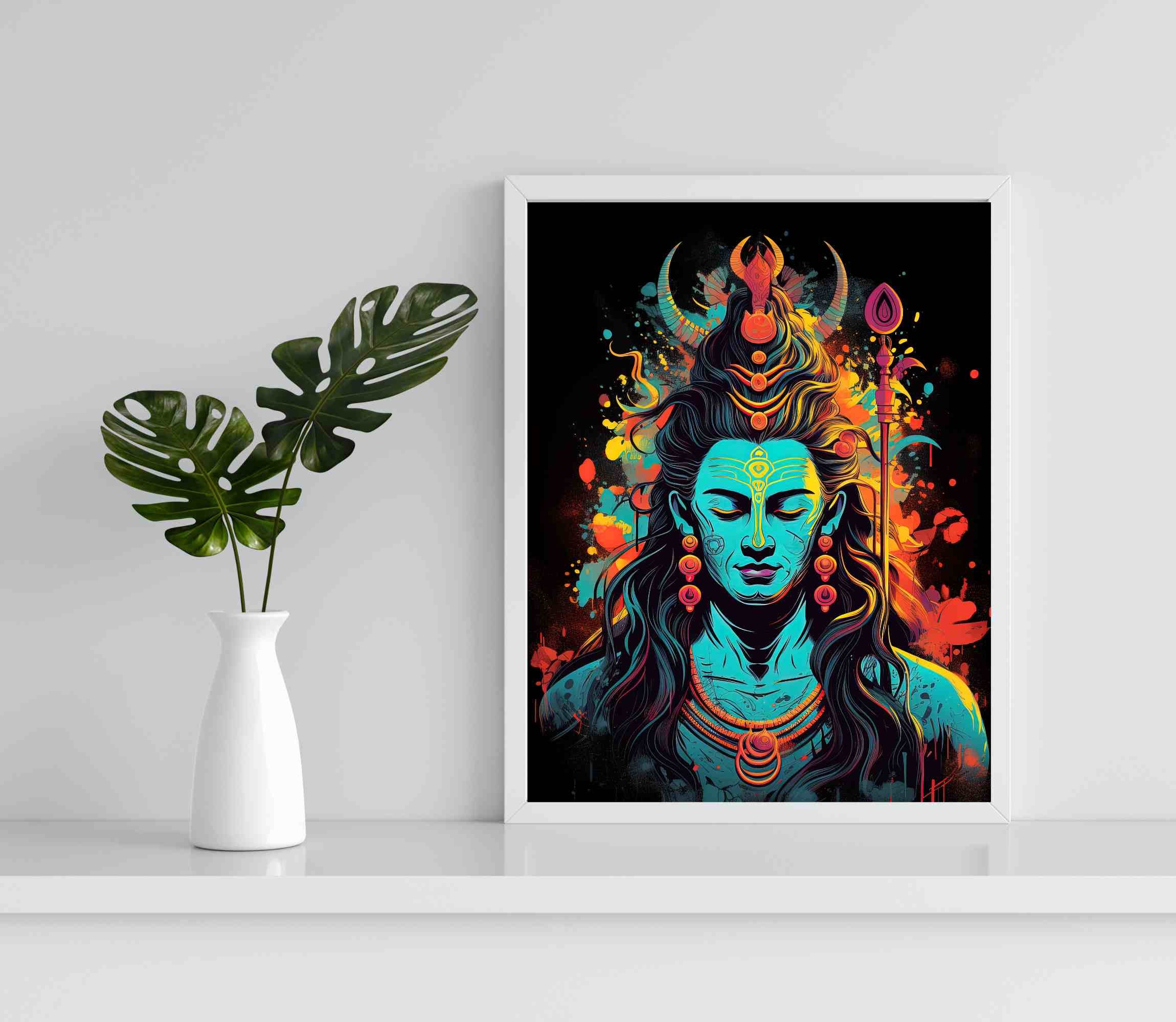 Shiva Art Painting | Shiv Ji Framed Poster | Shiv Wall Art | Shiva ...