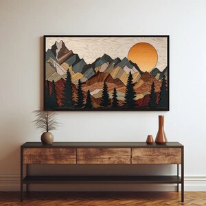 Wooden Effect Mountain Cabin Wall Decor - Large Mountain Canvas Wall ...