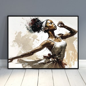 Black Ballerina Art Print Black Art African American Woman Dancer Wall Art on Canvas Black Girl ...