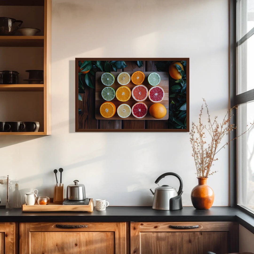 Kitchen Canvas Wall Art - Fruits Lemon Oranges - Dining Room Decor ...
