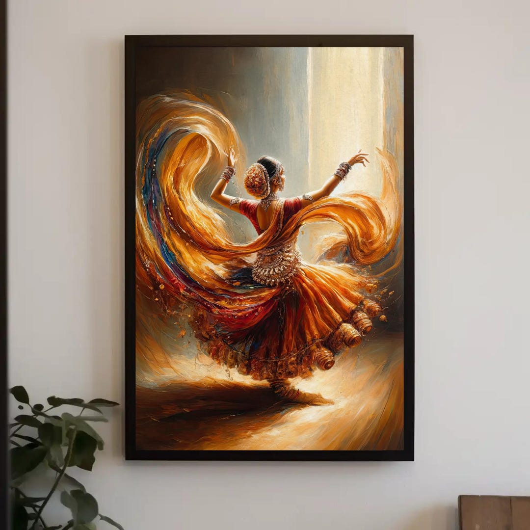 Indian Women Dancing Back View Oil Painting | Traditional Indian Dancer ...