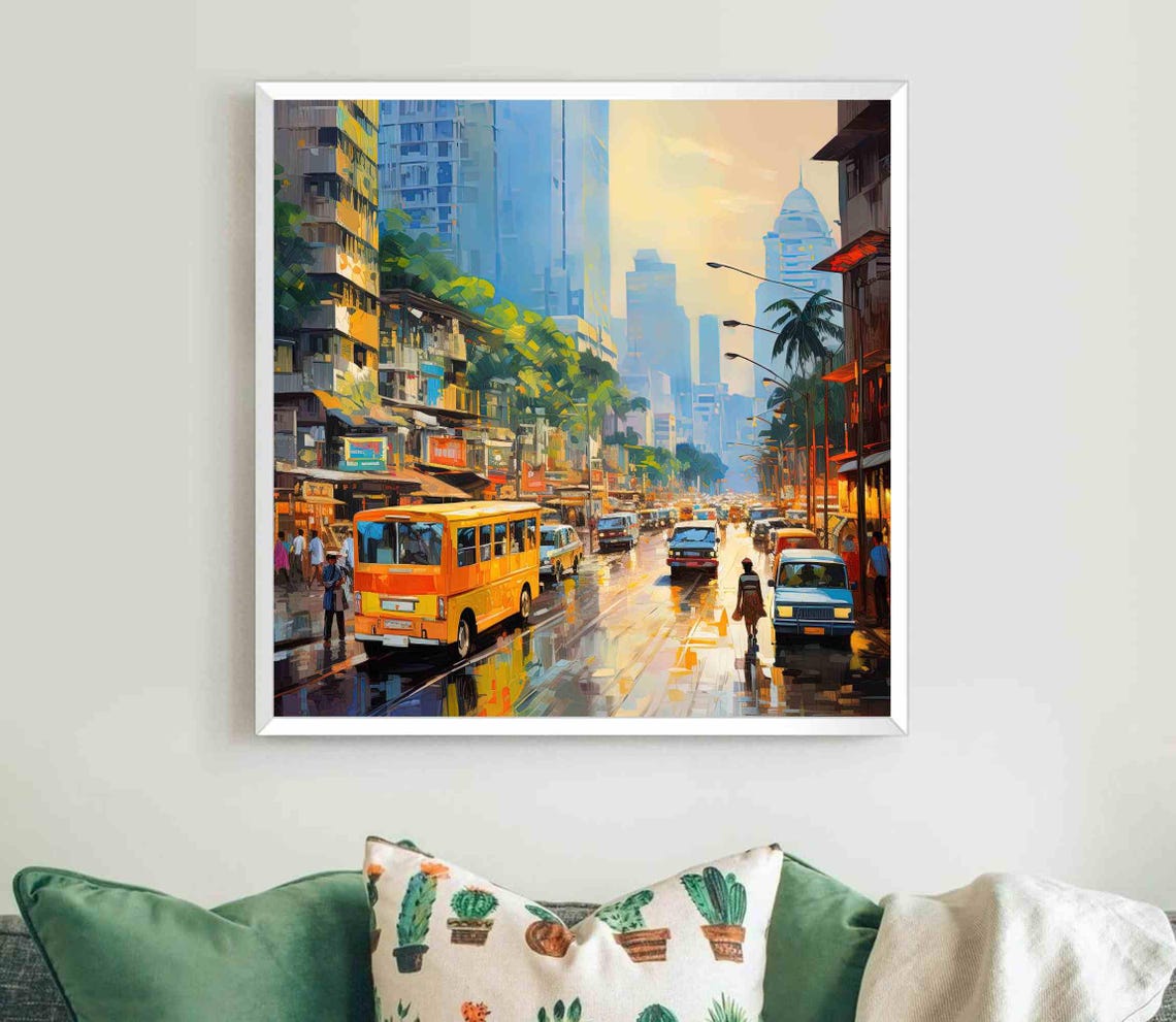 Mumbai Cityscape Canvas Print | India Street Scene Framed Art - Etsy