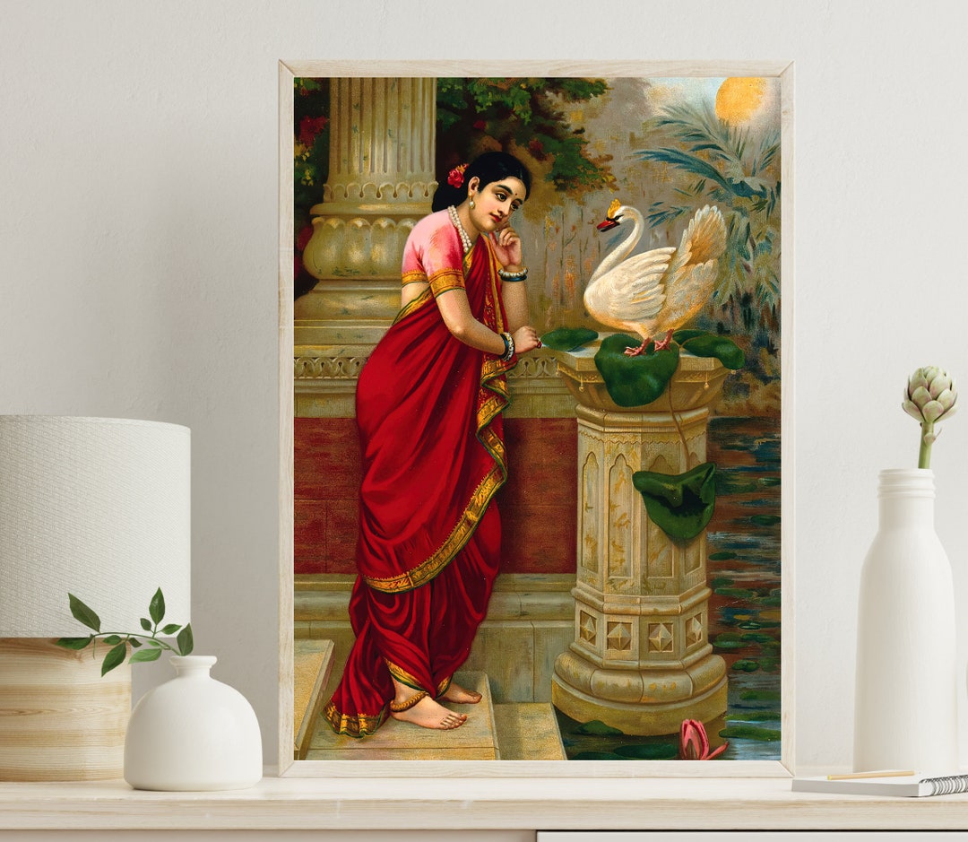 A Swan Telling Damayanti of Nala's Love by Raja Ravi Varma (1900) Print ...