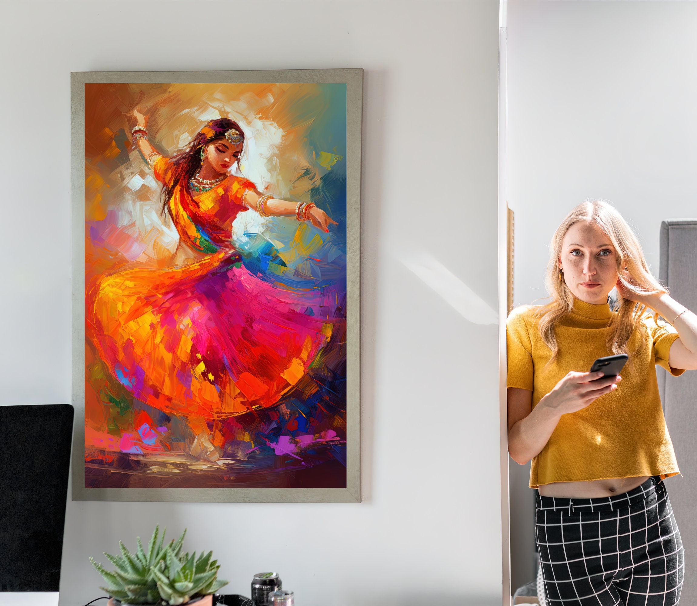 Indian Woman Dancing Wall Art Indian Home Decor Traditional - Etsy