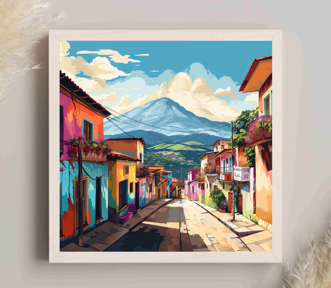 Guatemala Art Painting | Guatemalan Town | Guatemala Wall Art ...