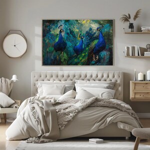 Indian Peacock Monsoon Abstract Canvas Print | Vibrant Nature Wall Art ...