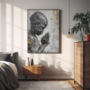 African Child Praying Wall Art, Extra Large Canvas Print, African ...
