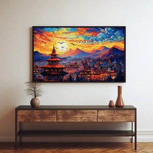 Kathmandu Nepal Colourful Print | Nepali Home Decor | Nepal Wall Art ...