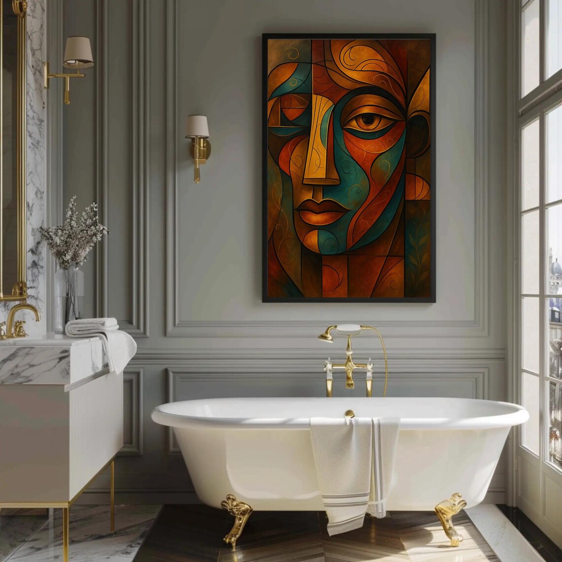 Cubist Face Canvas Print | Abstract Geometric Portrait Art - Etsy