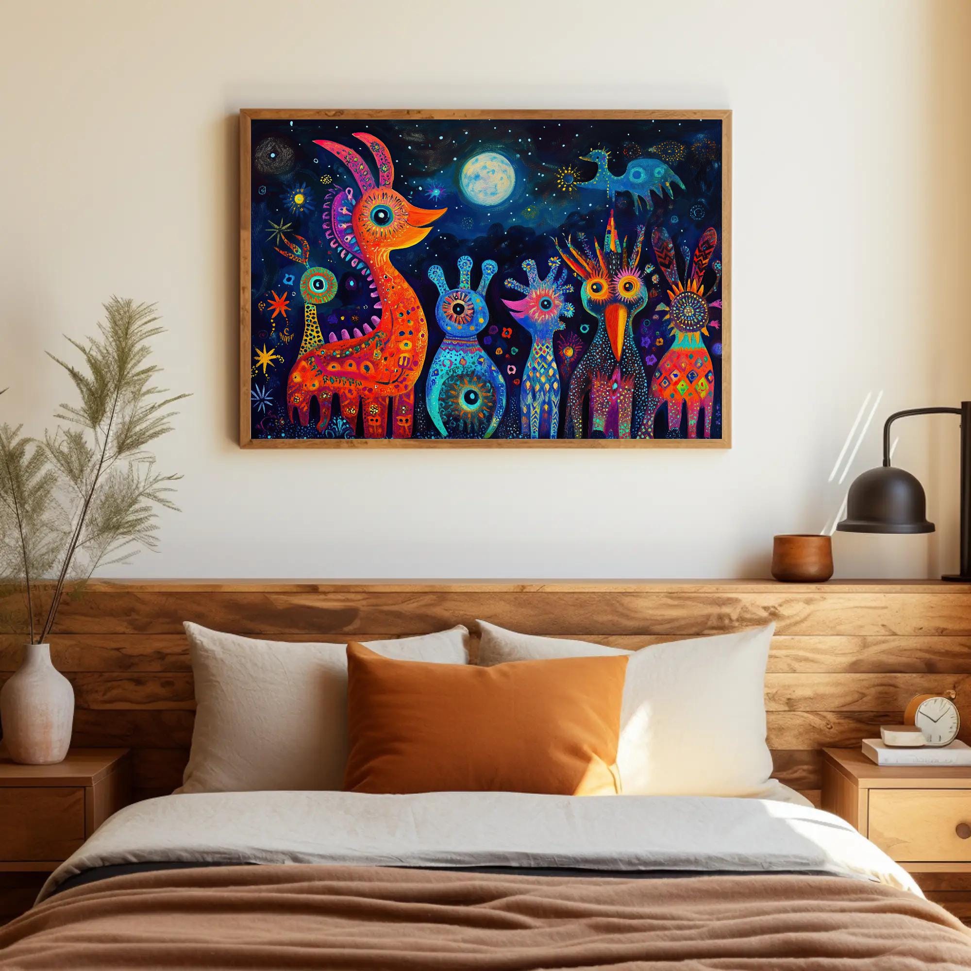 Oaxacan Alebrijes in the Night Canvas Print | Mexican Folk Art Wall ...