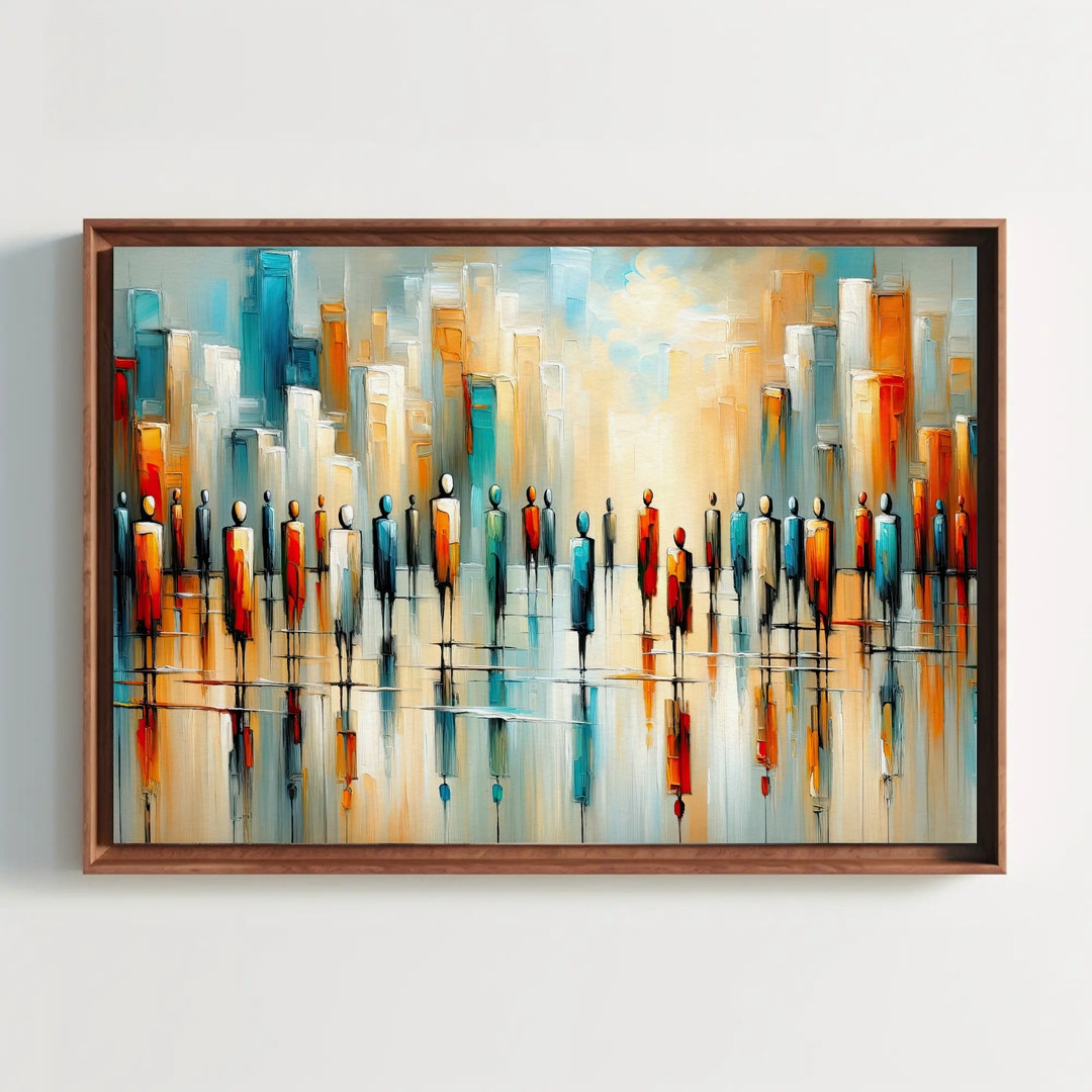 African American Abstract Cityscape Painting, African American Canvas ...