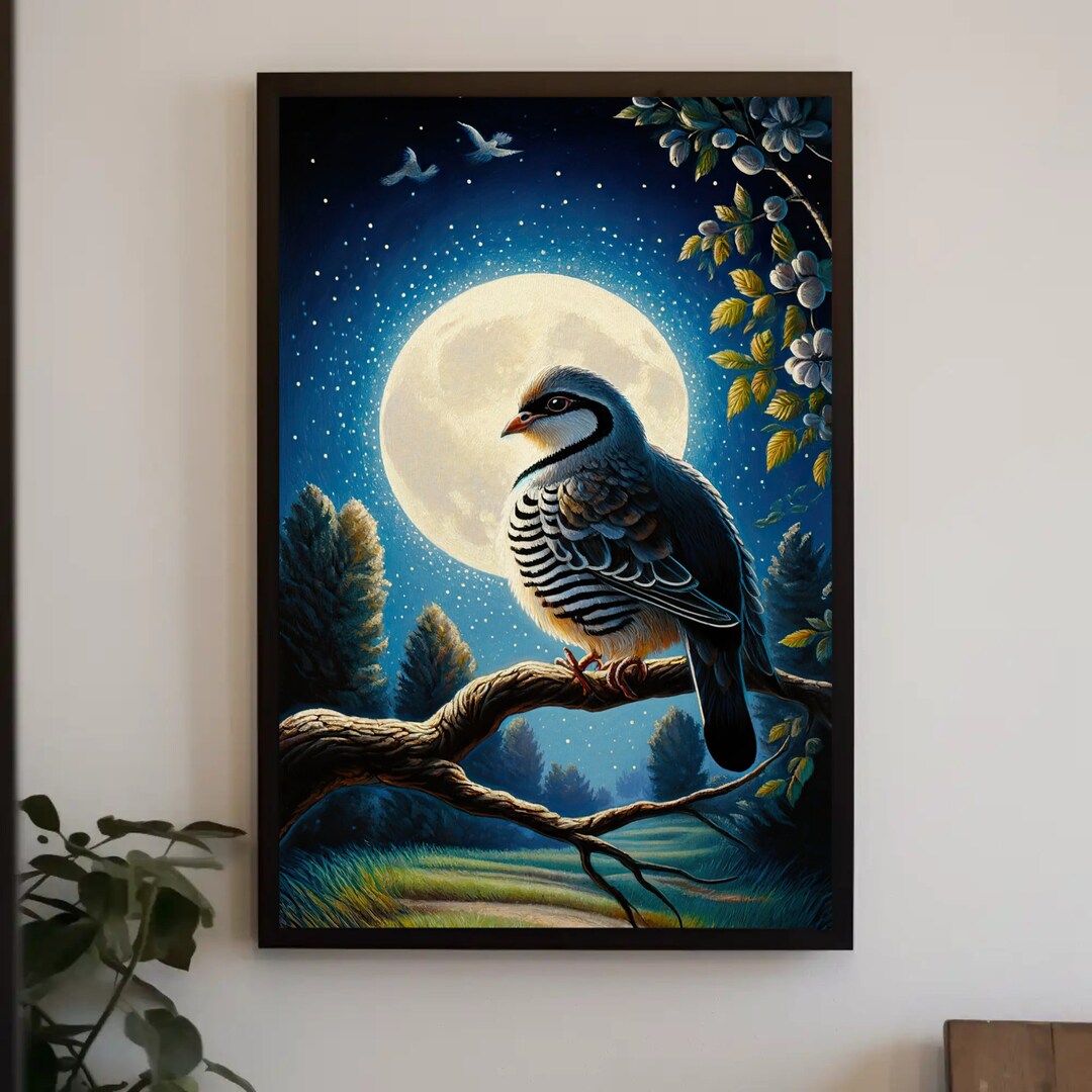 Chukar Bird at Midnight, Night Bird Painting, Bird Oil Painting Framed ...