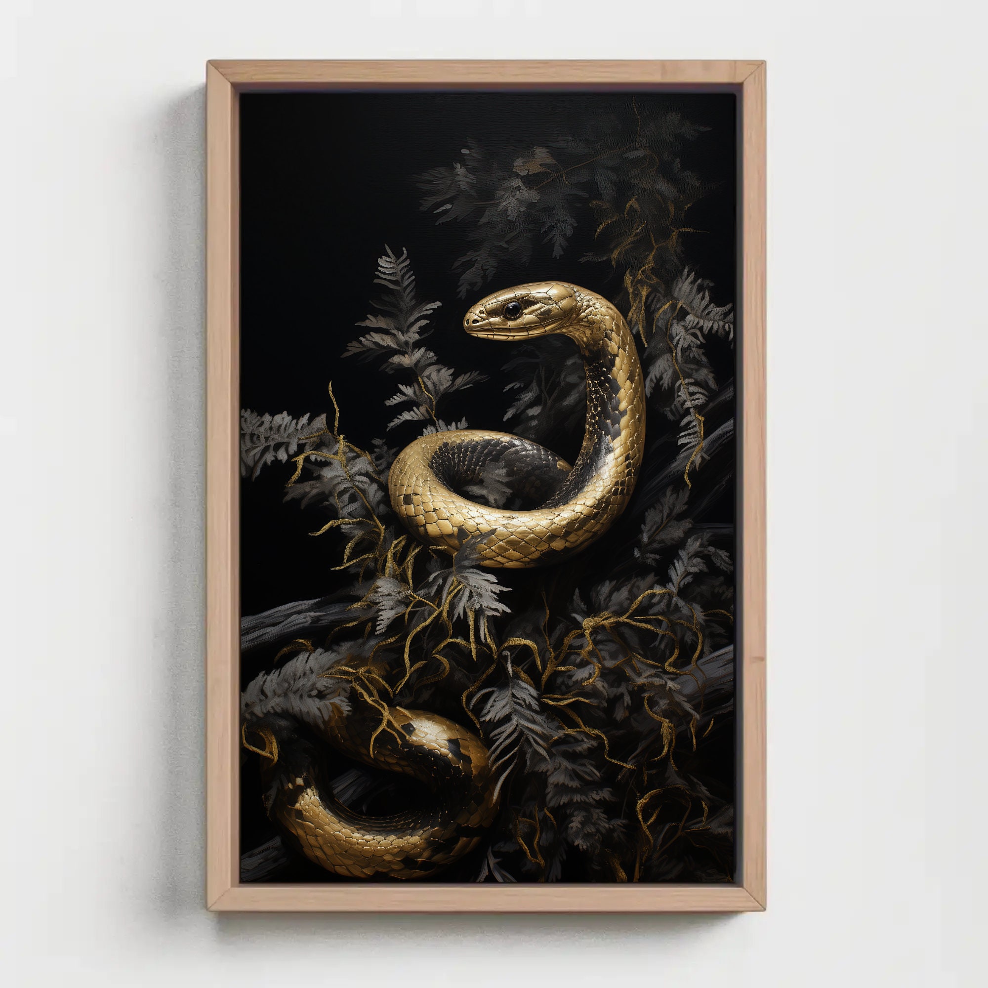 Golden Snake Print, Reptile Wall Art, Extra-large Canvas, Wildlife ...