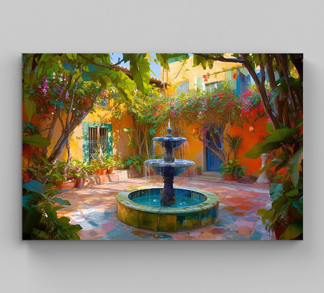 Mexican Home Backyard Painting Mexican Garden Art Wall Art Decor ...