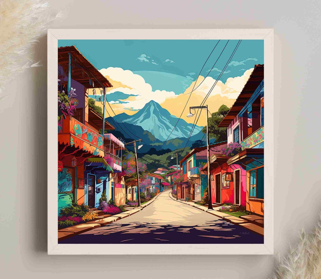 Colombia Art Painting | Colombian Town | Colombia Wall Art | Colombian ...