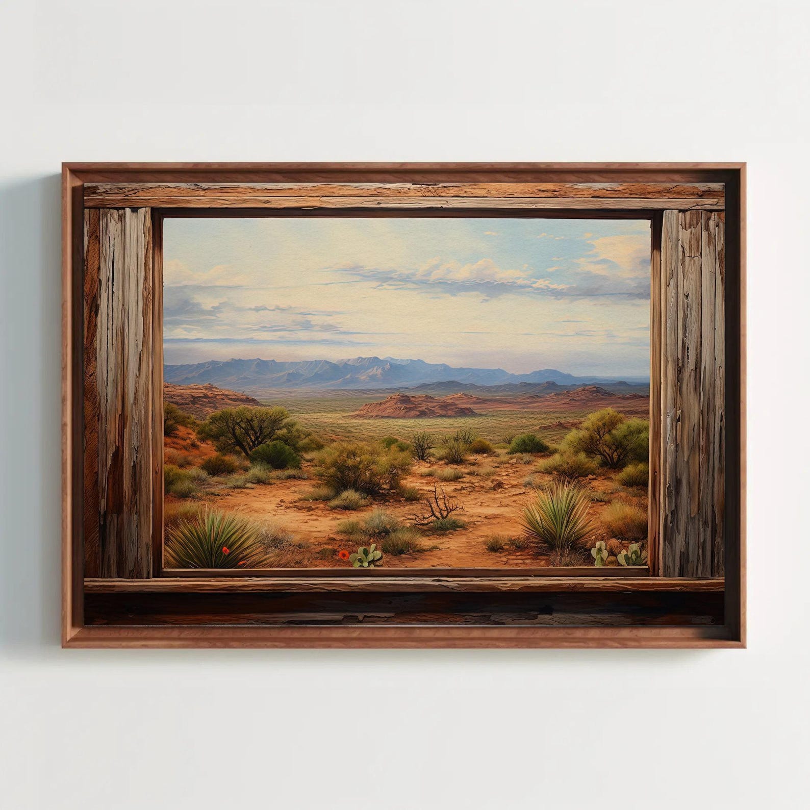 Desert Window Canvas Print | Rustic Cabin Wall Art - Etsy