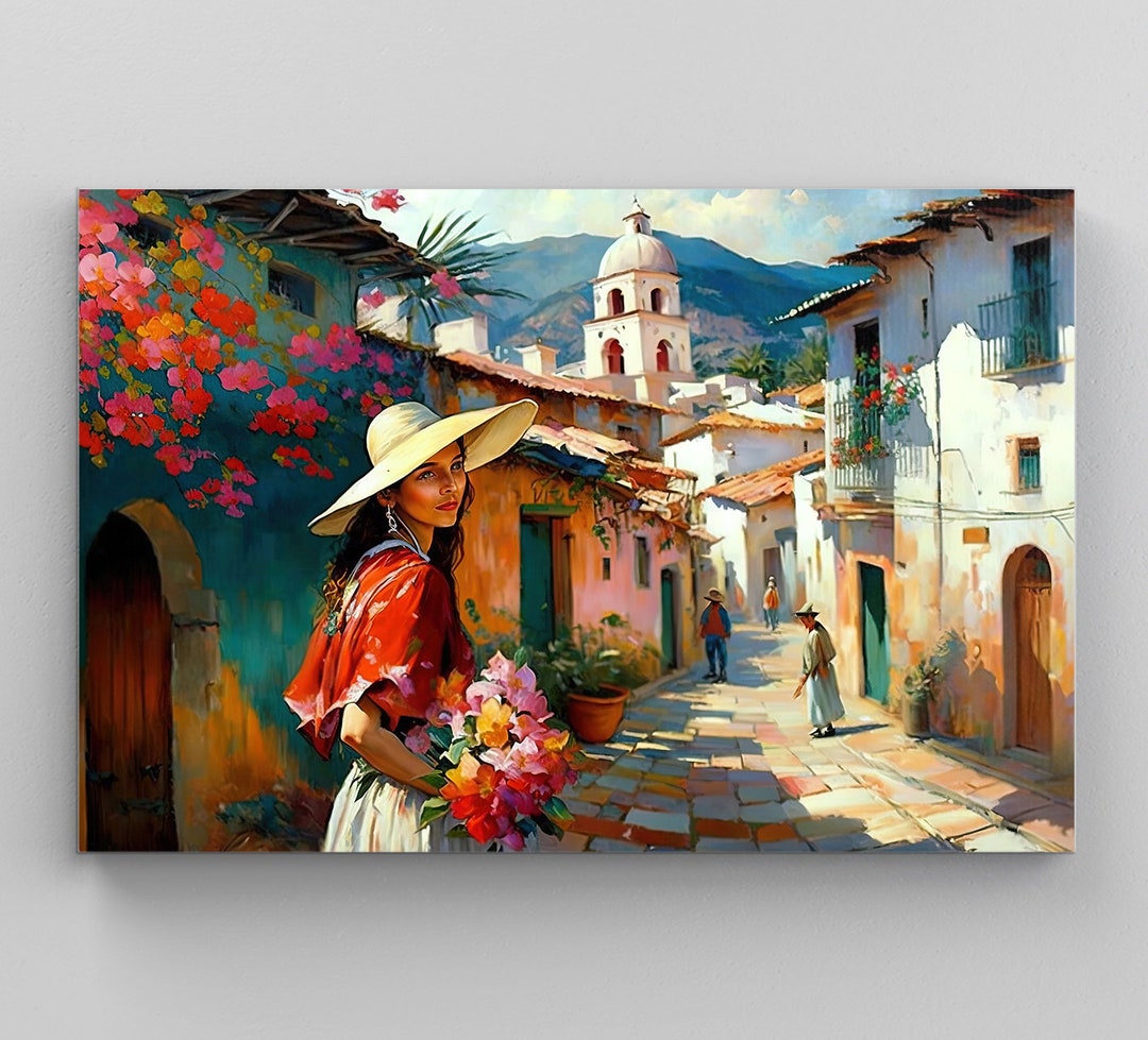 Mexican Village Mexico Town Colorful Village Mexican Decor Rustic Decor ...