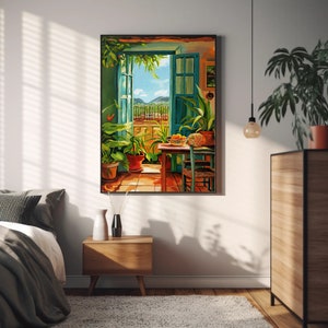 Puerto Rican Kitchen Print - Caribbean Wall Art Decor - Green Plants ...