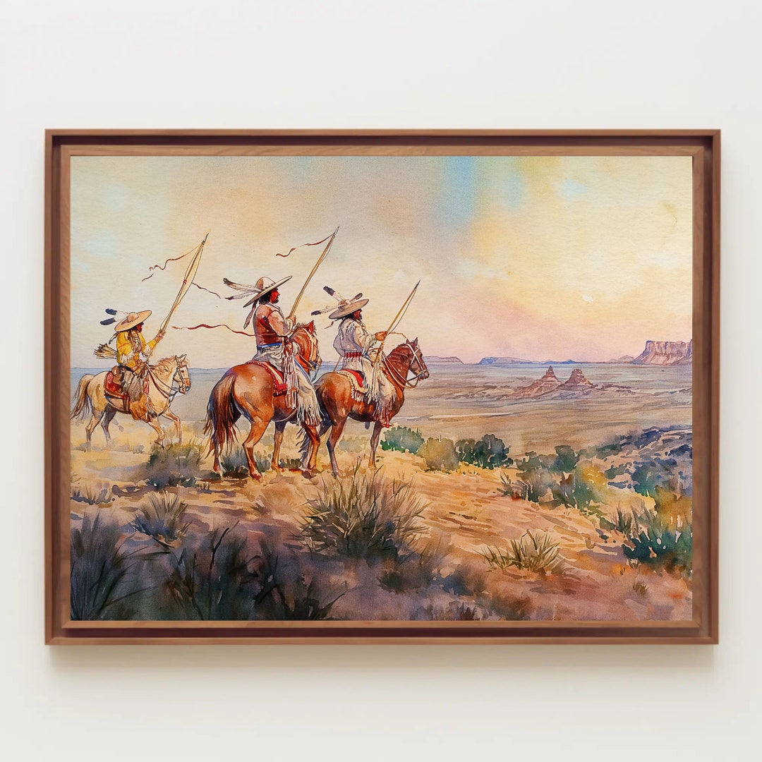 Indigenous Tribes in Desert Painting, Framed Canvas Wall Art, Native ...