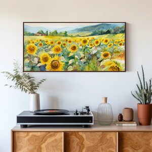 Sunflower Field Wall Art Watercolor Painting Canvas Print, Framed ...