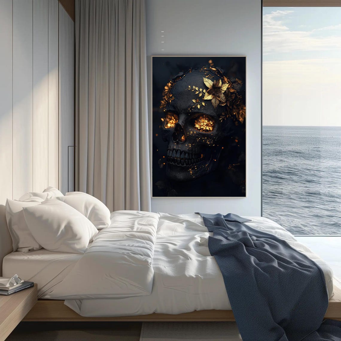 Golden Skull Canvas Art, Metallic Accent, Ready to Hang - Etsy