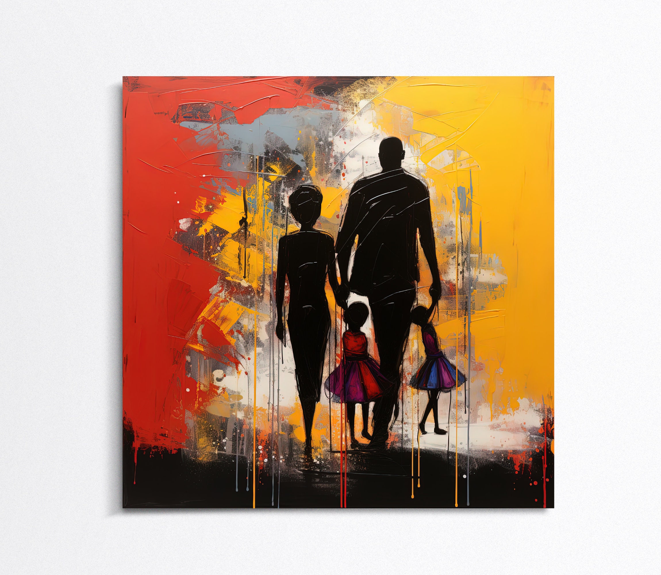 African Family Abstract Art Painting | Black Family Large Canvas Prints ...
