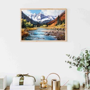 Maroon Bells Oil Painting Canvas Art Print, Colorado Wall Art, Maroon ...