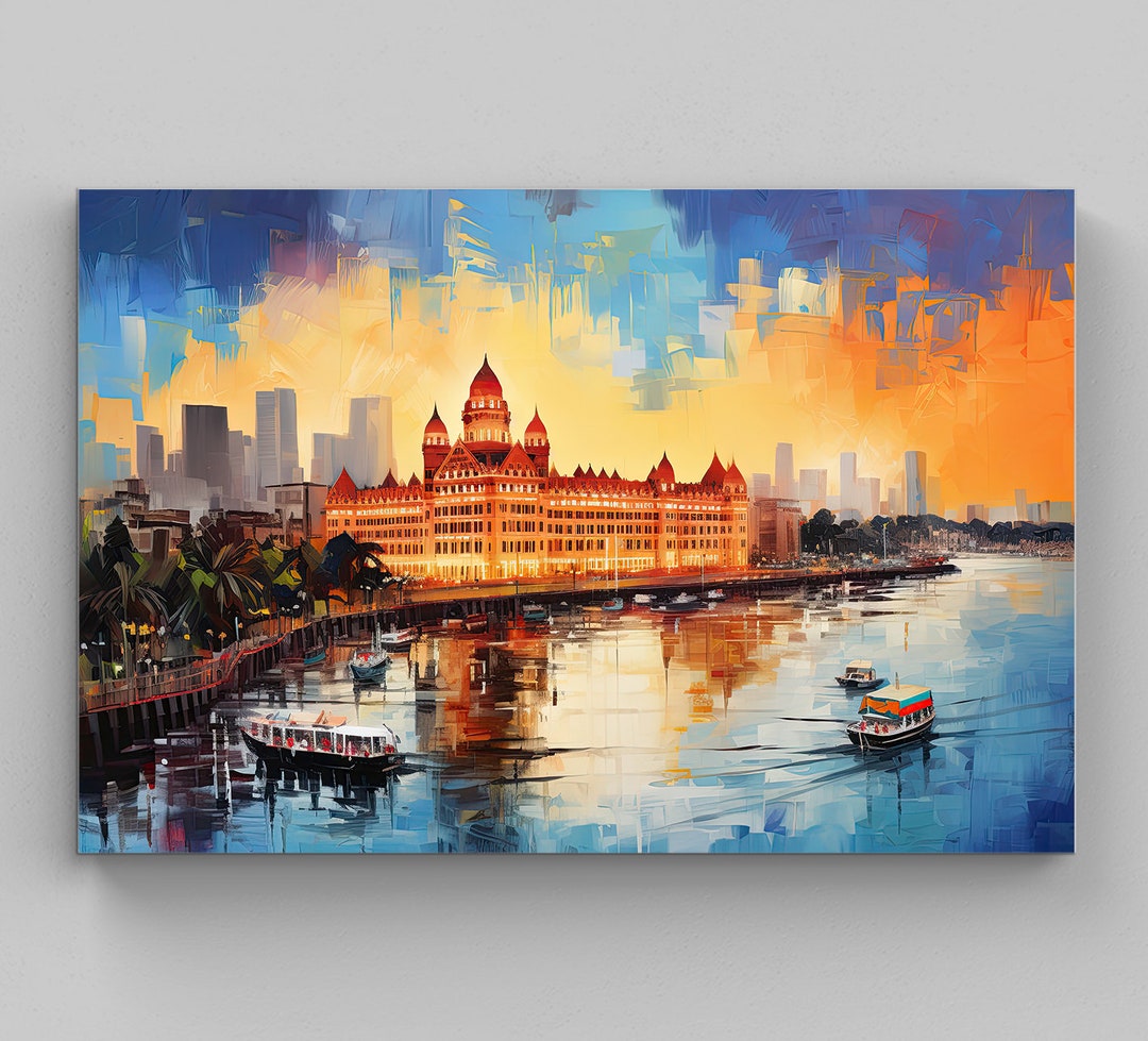 Mumbai Wall Art, Mumbai Painting, India Mumbai Taj Hotel Print, Indian ...