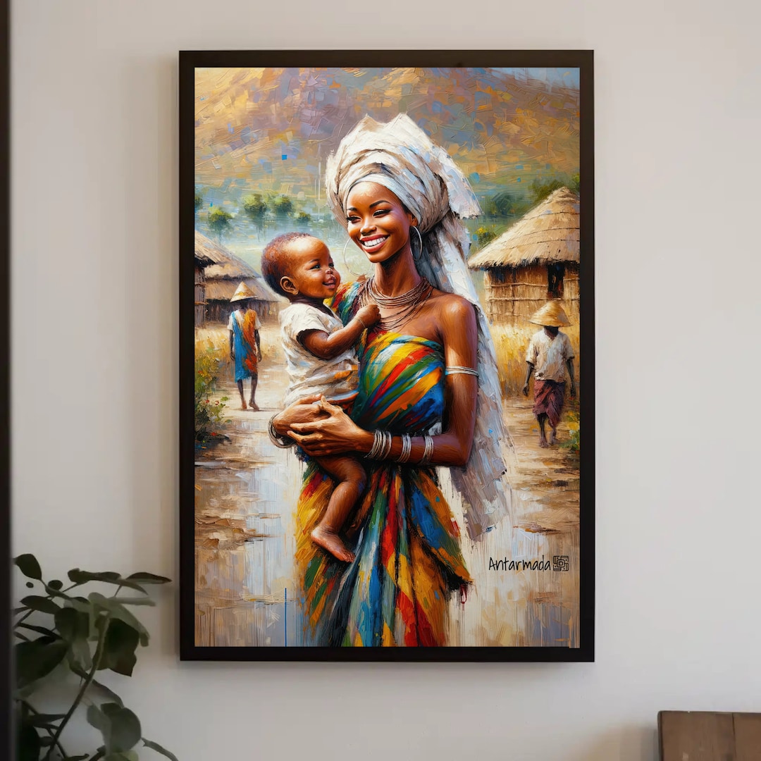 Laughter and Love African Mother Portrait Print, African American ...
