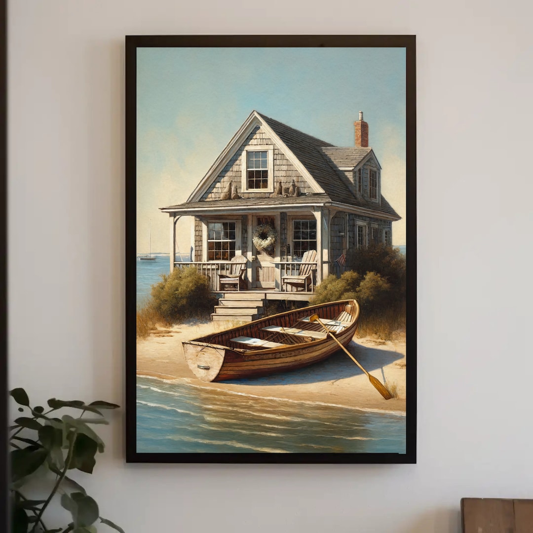 Beach Houses and Sea Homes Painting, Nautical Art, Coastal Art Prints ...