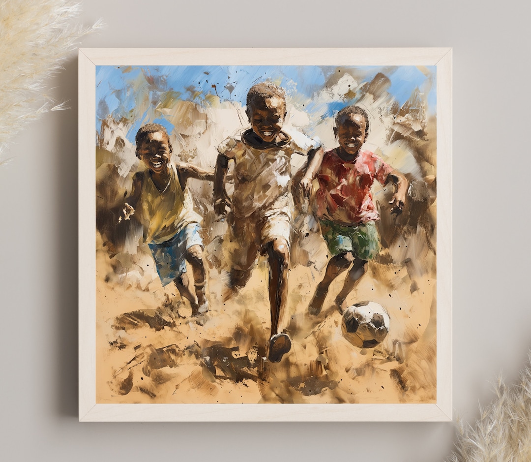 African Children Playing Canvas Print Framed African Painting Black Art ...
